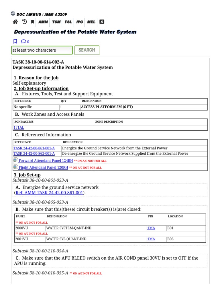A320 Potable Water System Depressurization | PDF | Tap (Valve ...