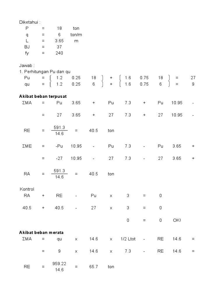 Analisis Struktur Balok Plat Berdinding | PDF