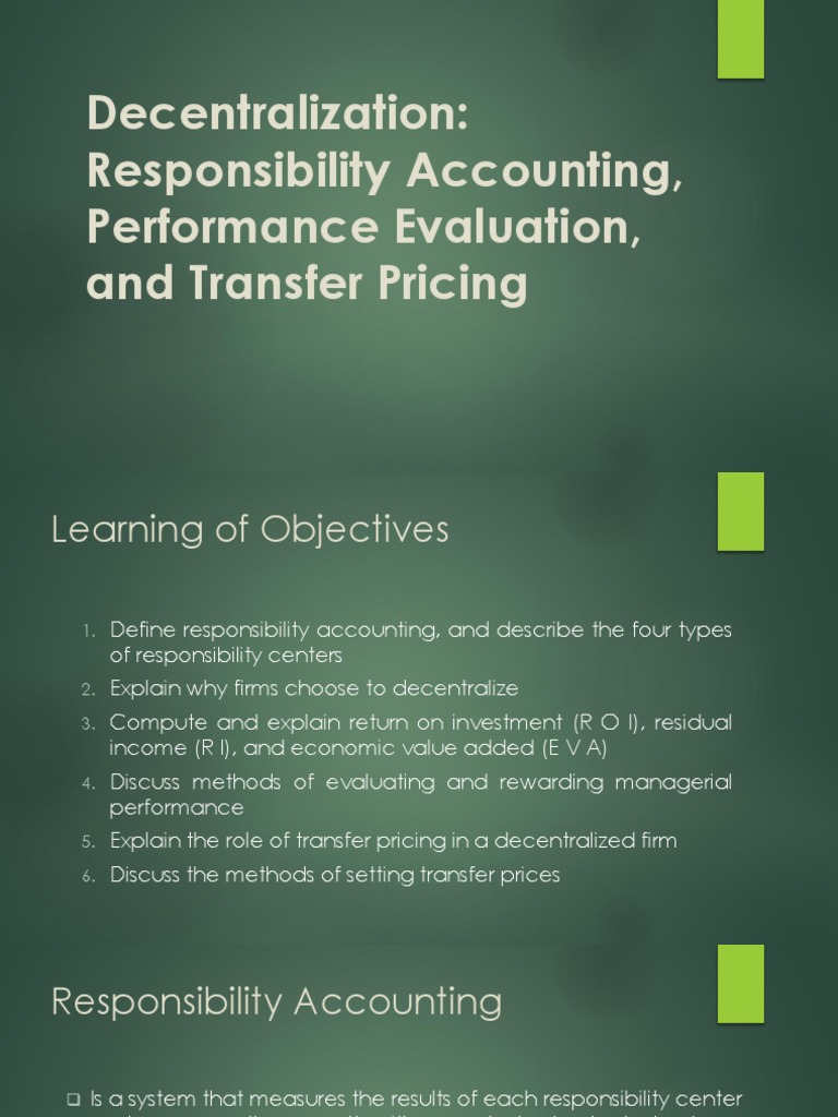 Decentralized Responsibility Accounting Overview | PDF | Return On ...