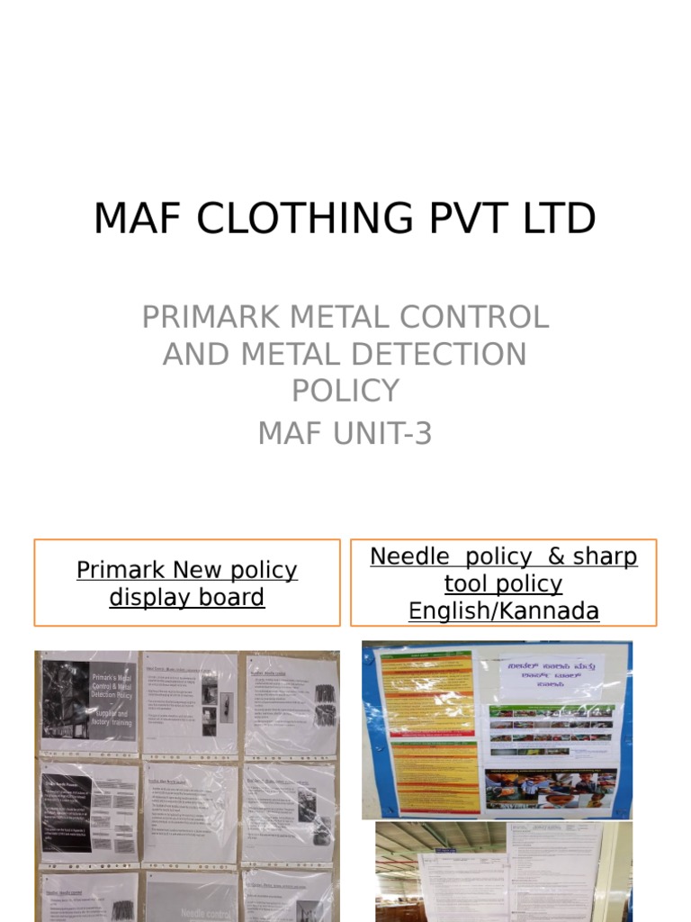 MAF Clothing's Metal Control Policy | PDF