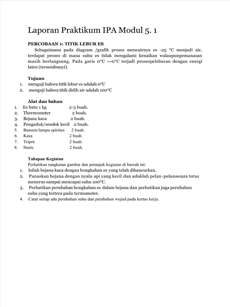 Eksperimen Titik Lebur dan Didih Zat | PDF
