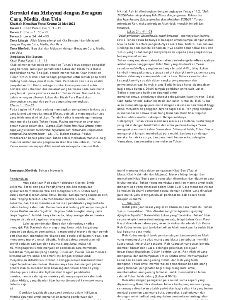 Bersaksi Dan Melayani Dengan Beragam Cara | PDF