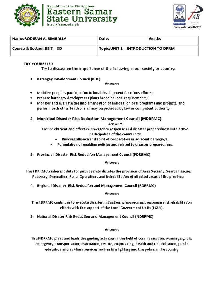 Unit 1 - Introduction To DRRM | PDF | Emergency Management | Disaster Risk Reduction