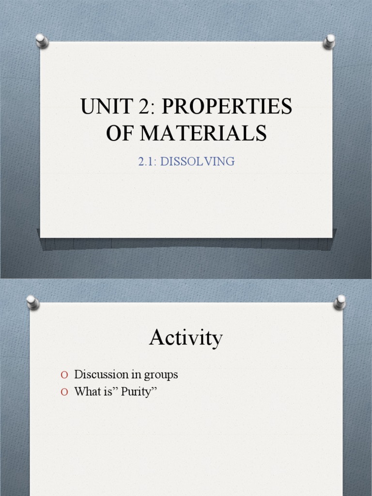 Unit 2: Properties of Materials: 2.1: Dissolving | PDF