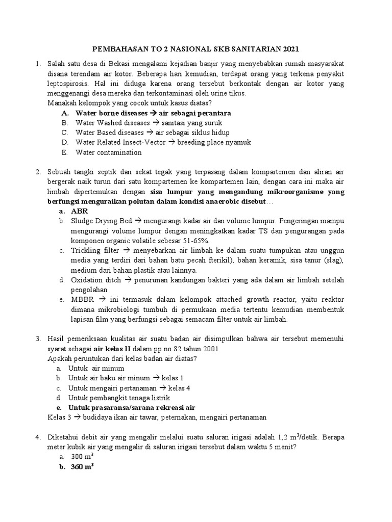 Try Out 2 SKB Sanitarian 2021 | PDF