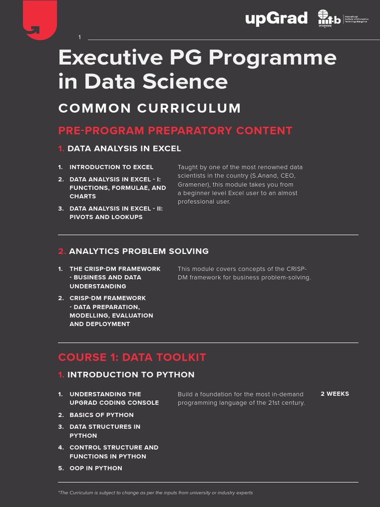 EPGP in Data Science (Curriculum) | PDF | Machine Learning | Principal ...
