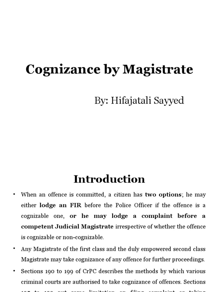 Cognizance by Magistrate | PDF | Crimes | Crime & Violence