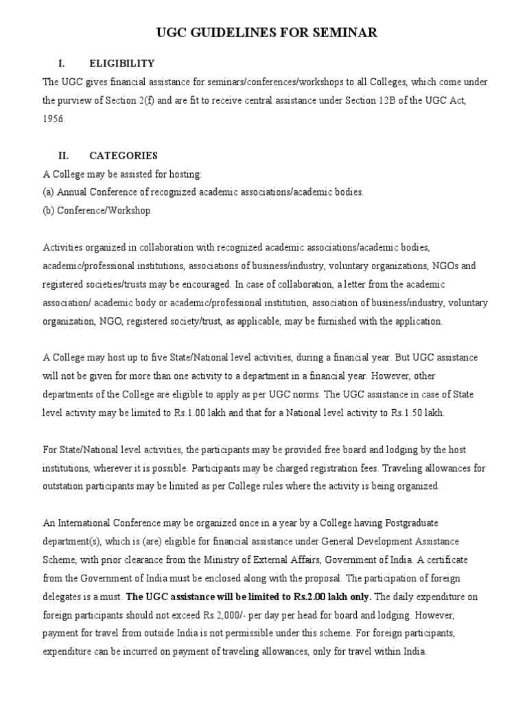 Ugc Guidelines For Seminar | PDF | Non Governmental Organization | Justice