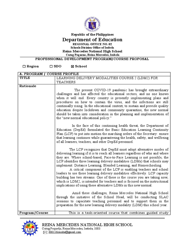 306116-Rmnhs Slac Proposal On Ldm2 | PDF | Educational Technology ...