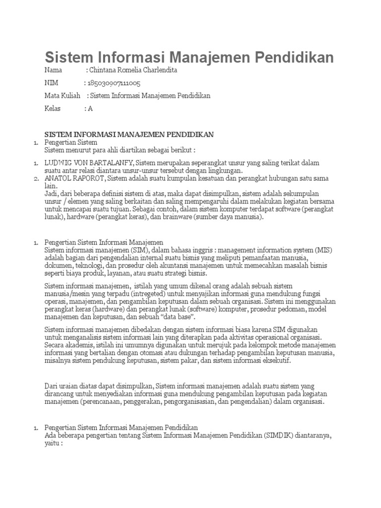 Sistem Informasi Manajemen Pendidikan | PDF