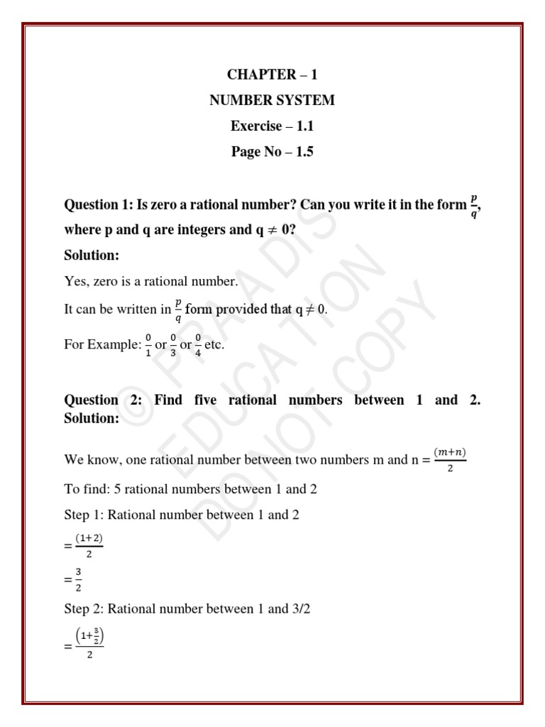 © Praadis Education Do Not Copy: Chapter - 1 Number System Exercise - 1.1 Page No - 1.5 | PDF ...