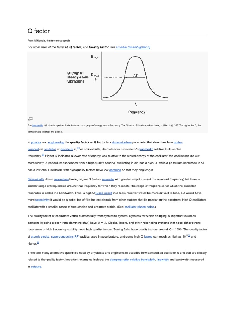 Q Factor | PDF | Resonance | Mechanics