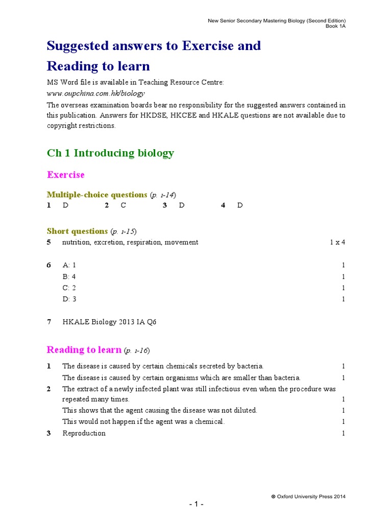 NSS Mastering Biology Book 1A | Download Free PDF | Cell (Biology ...