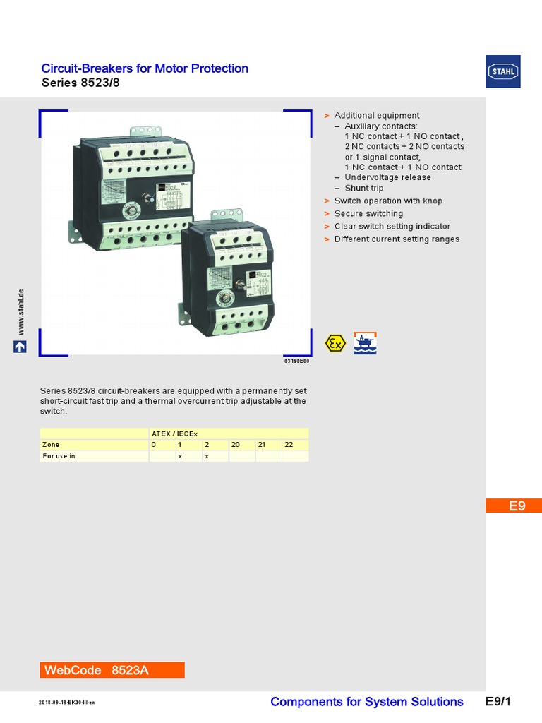 Series 8523/8: Circuit-Breakers For Motor Protection | PDF ...