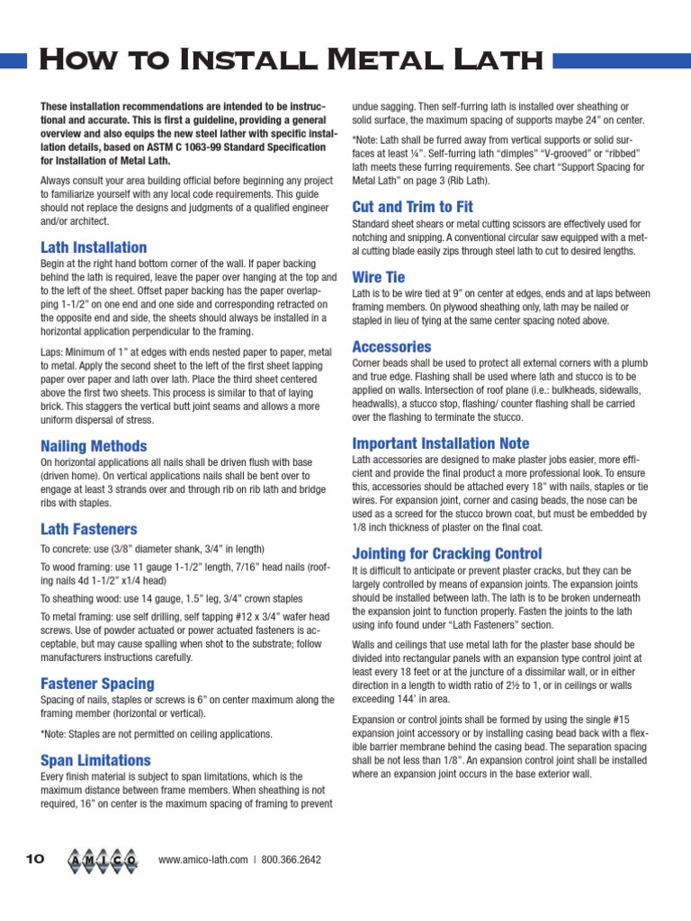 How To Install Metal Lath | PDF | Framing (Construction ...