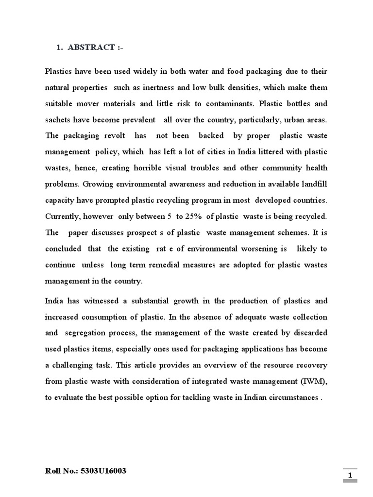 PLASTIC WASTE MANAGEMENT | PDF | Biodegradation | Plastic