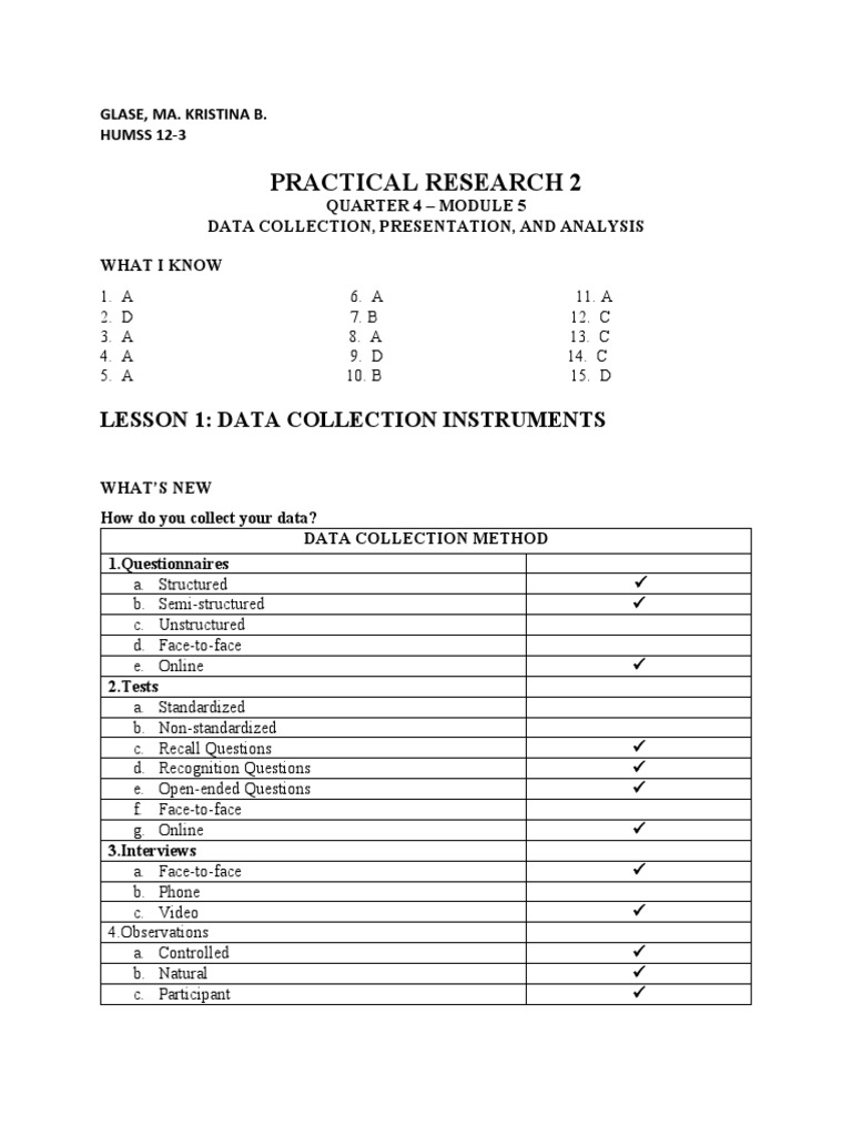 Analysis of Data Collection Methods, Presentation Techniques, and ...
