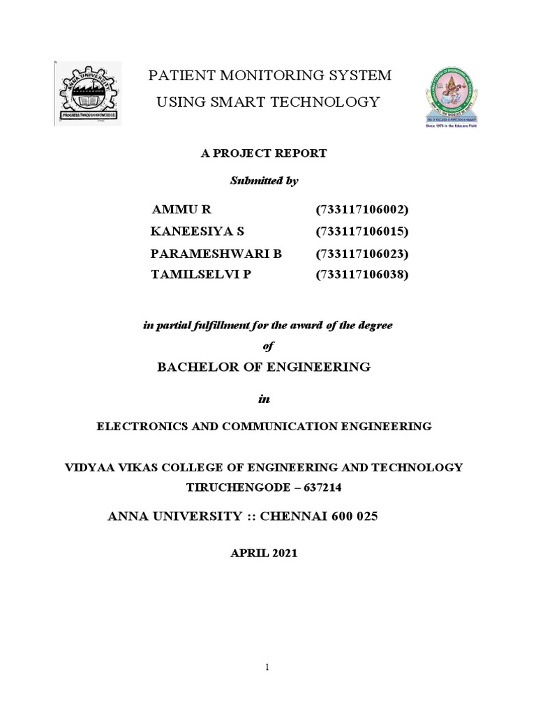 Patient Monitoring System Using Smart Technology | PDF | Transformer ...