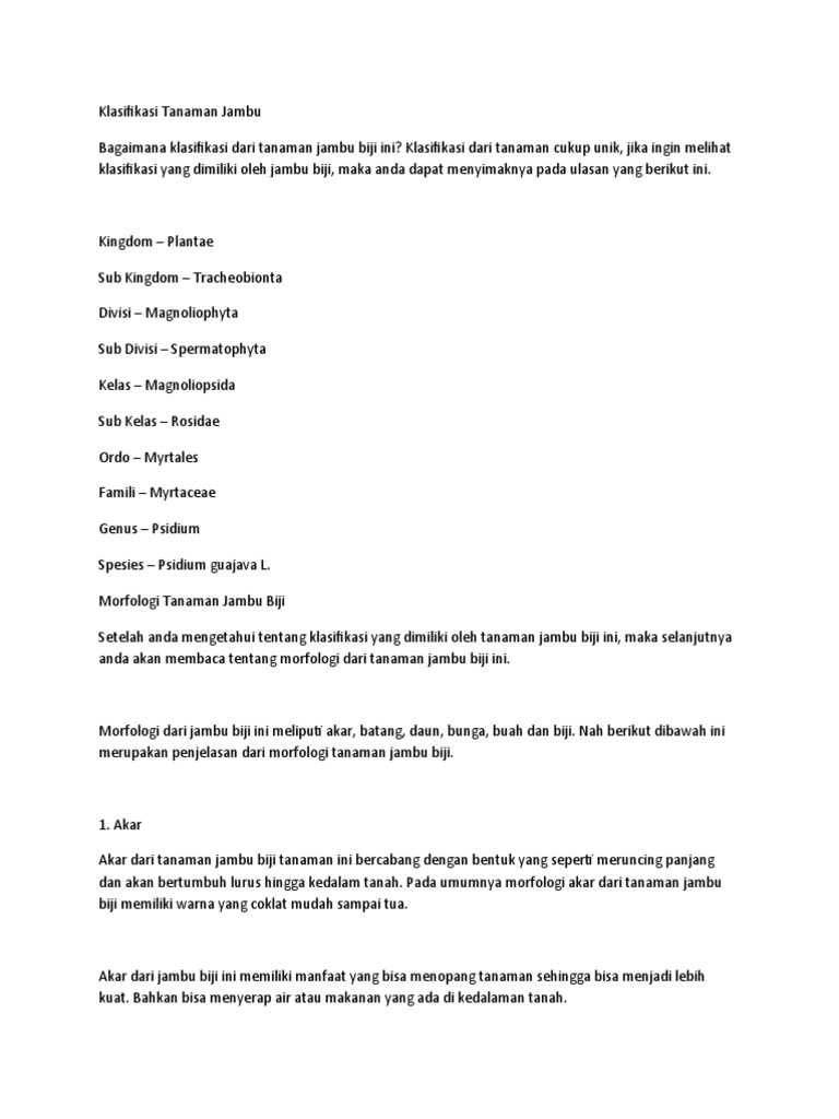 Klasifikasi dan Morfologi Jambu Biji | PDF