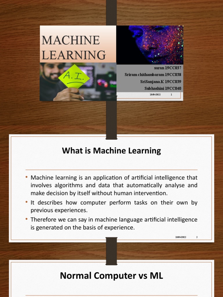 Machine Learning: Saran 19Cc037 Sriram Chithambaram 19Cc038 Srisanjana ...