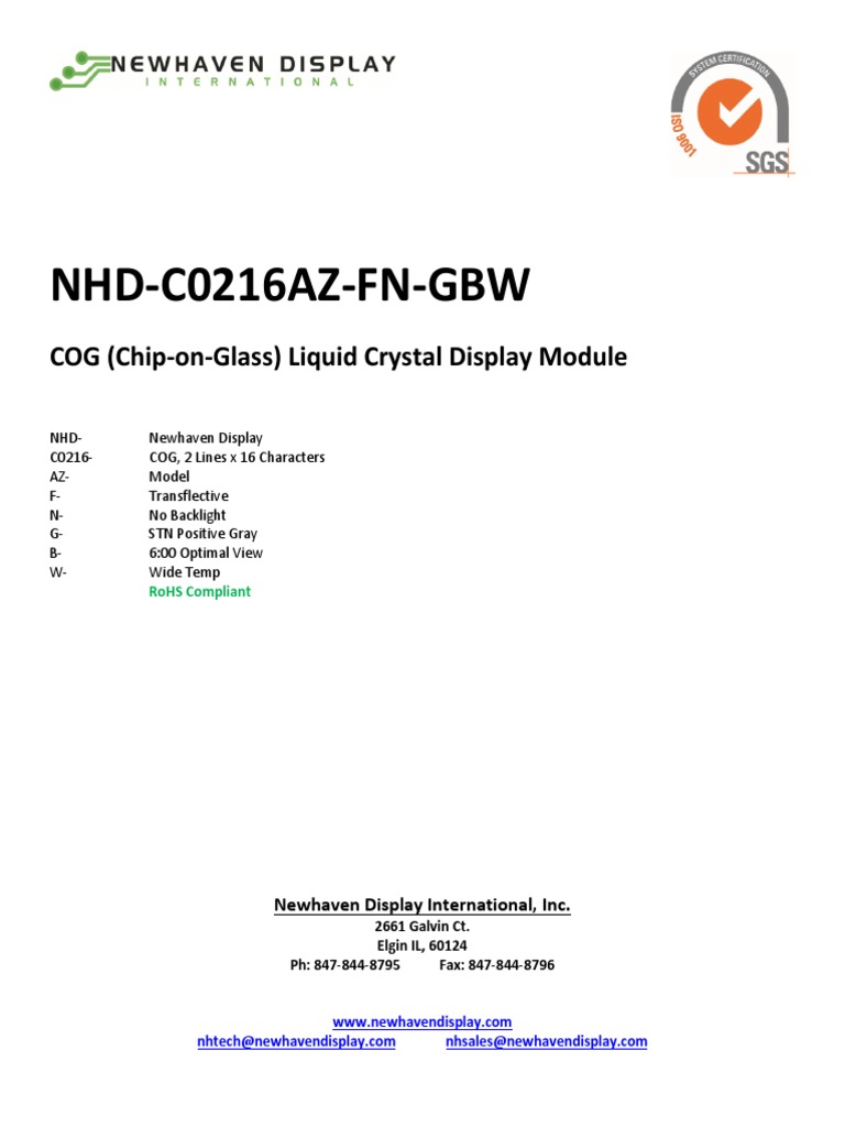 Data Sheet LCD Chip On Glass 14 Pines | PDF | Liquid Crystal Display ...