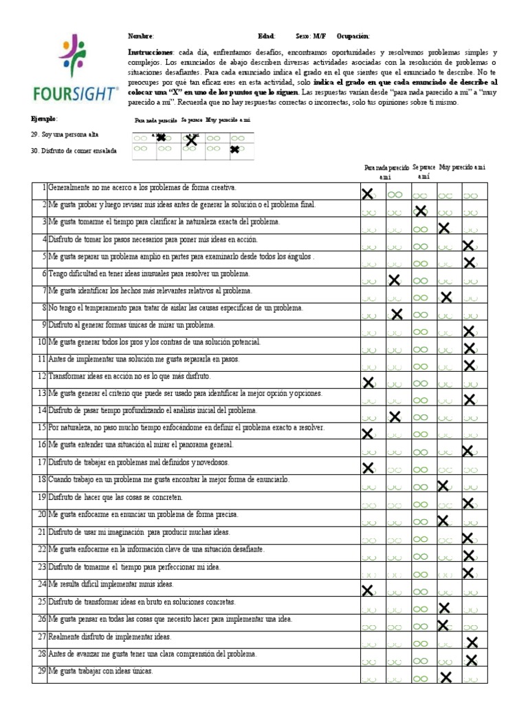 Cuestionario Foursight | PDF
