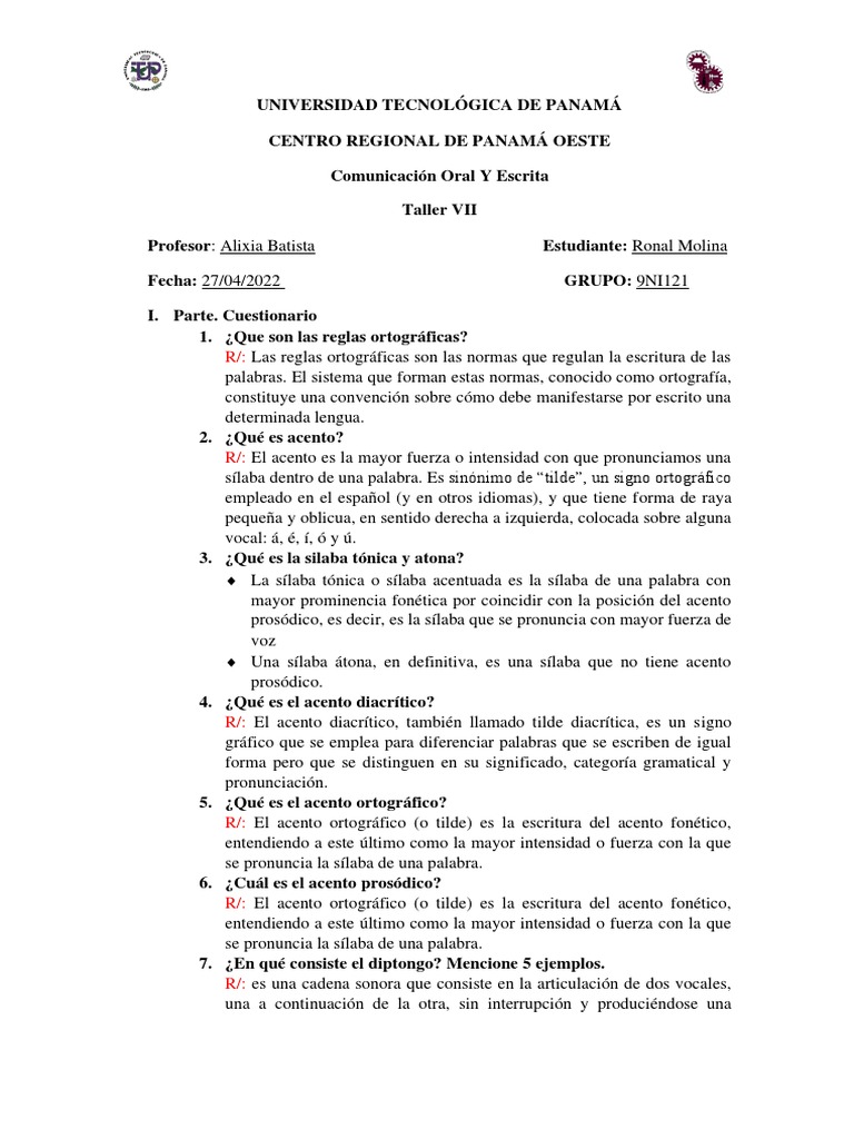 Taller de Ortografía Vii | PDF | Vocal | Fonética