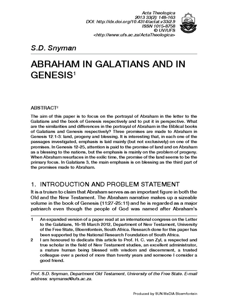 Abraham in Galatians and in Genesis (S. Snyman) | PDF | Book Of Genesis ...