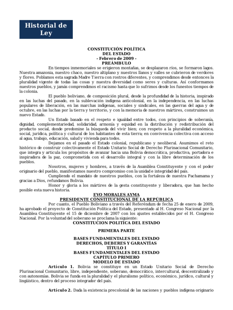 Constitución Política Del Estado (2022) | PDF | Bolivia | Derecho laboral