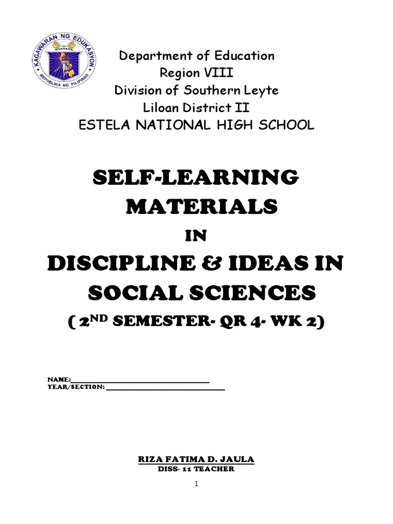 Self-Learning Materials Discipline & Ideas in Social Sciences | PDF ...