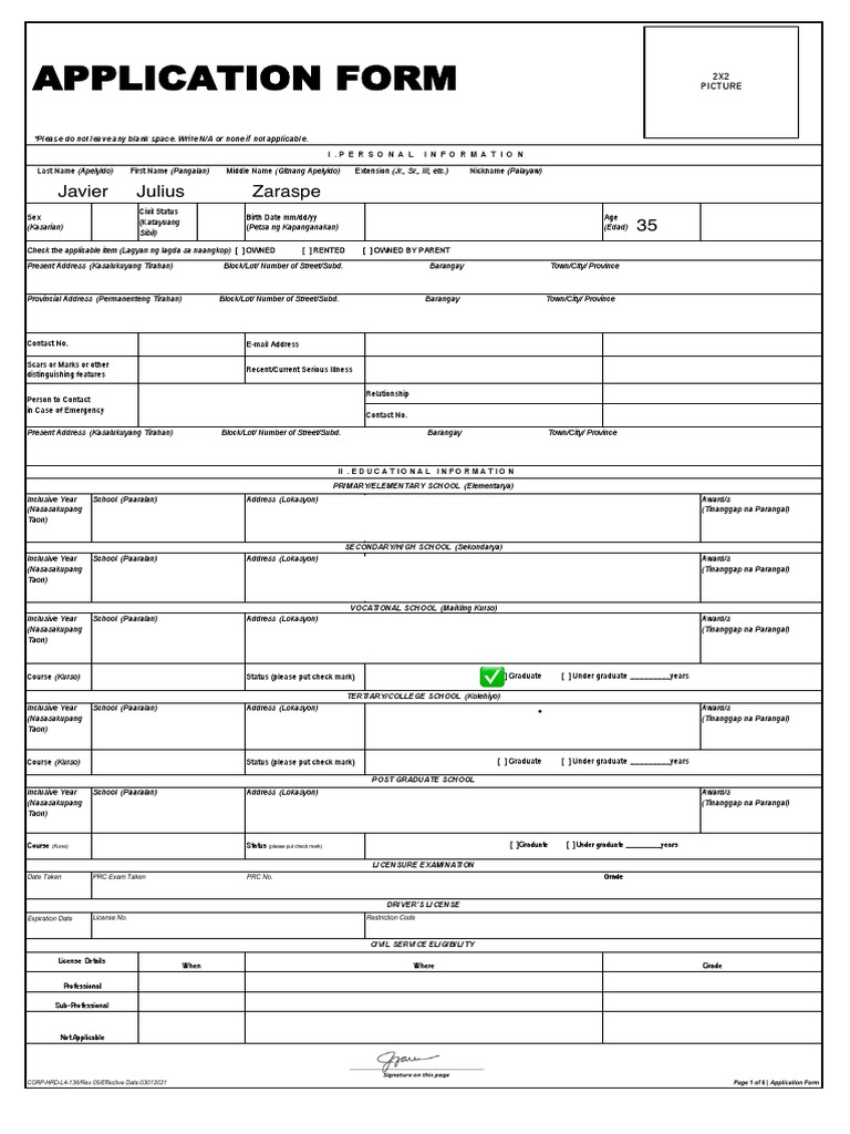 Application Form (Editable) | PDF | Background Check