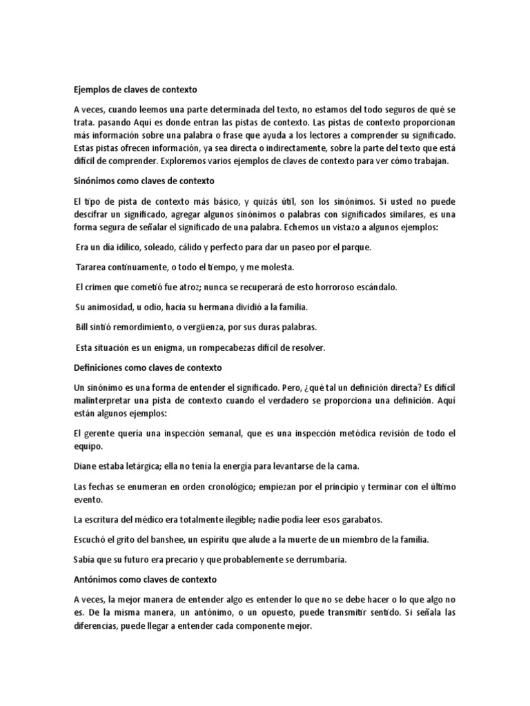 Ejemplos de Claves de Contexto | PDF