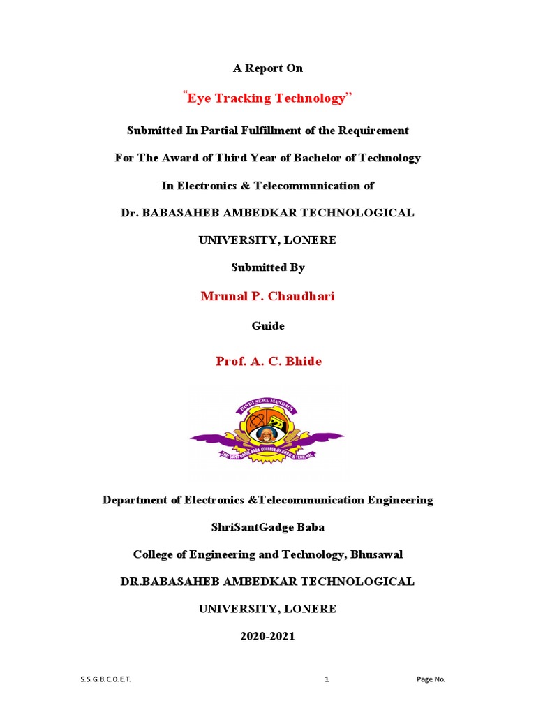 Eye Tracking Technology: Mrunal P. Chaudhari | PDF | Internet Of Things ...