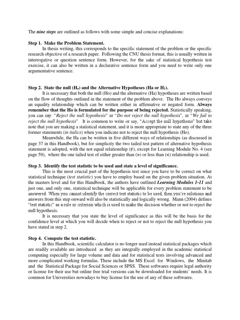 How To Do The 9 Step Hypothesis Testing Pdf Hypothesis P Value 8842