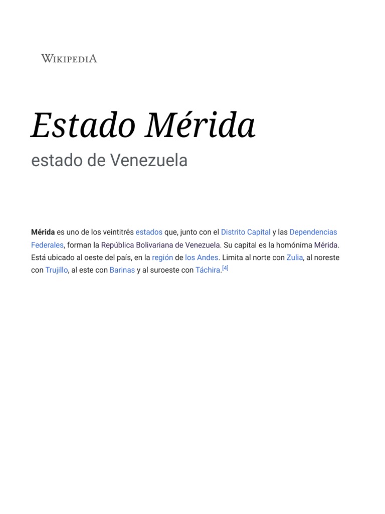 Estado Mérida - Wikipedia, La Enciclopedia Libre | PDF | Hospital