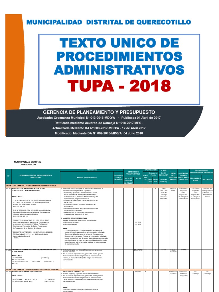 Tupa 2018 | PDF | Apelación | Impuestos