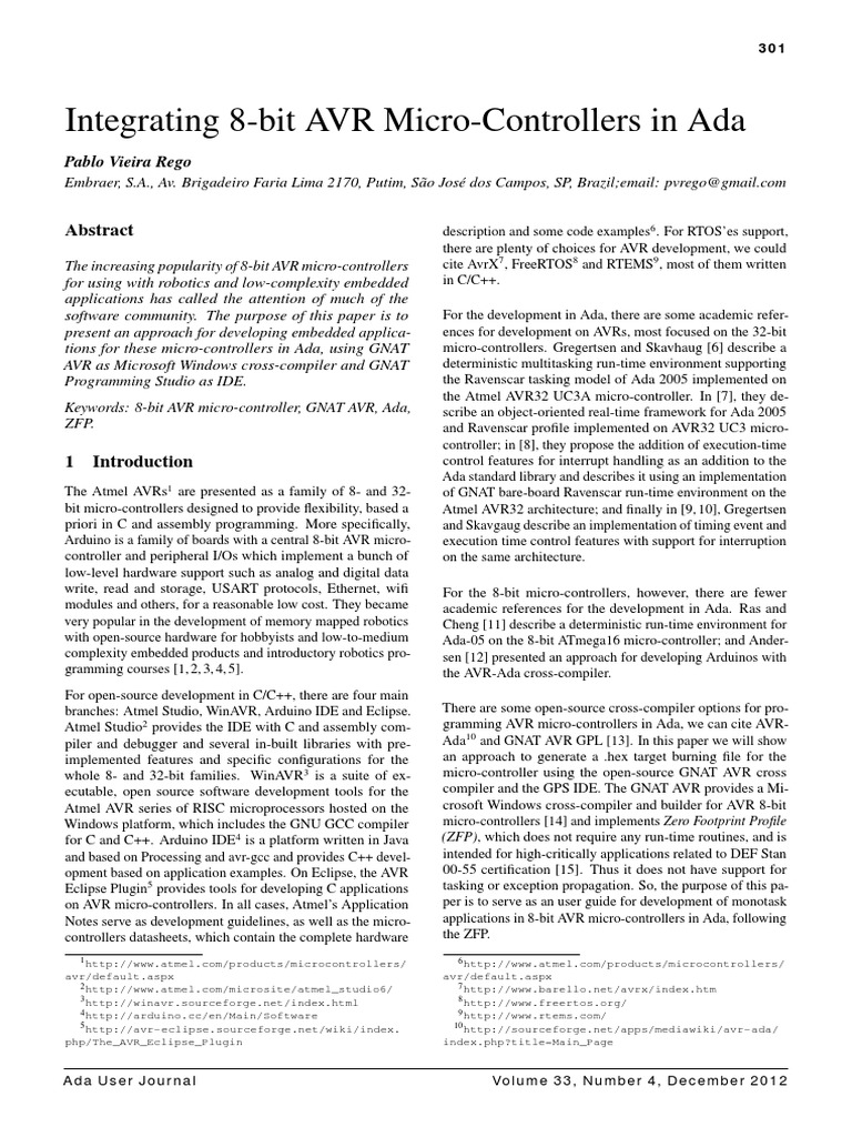 Integrating 8-Bit AVR Micro-Controllers in Ada: Pablo Vieira Rego | PDF | Software Development ...