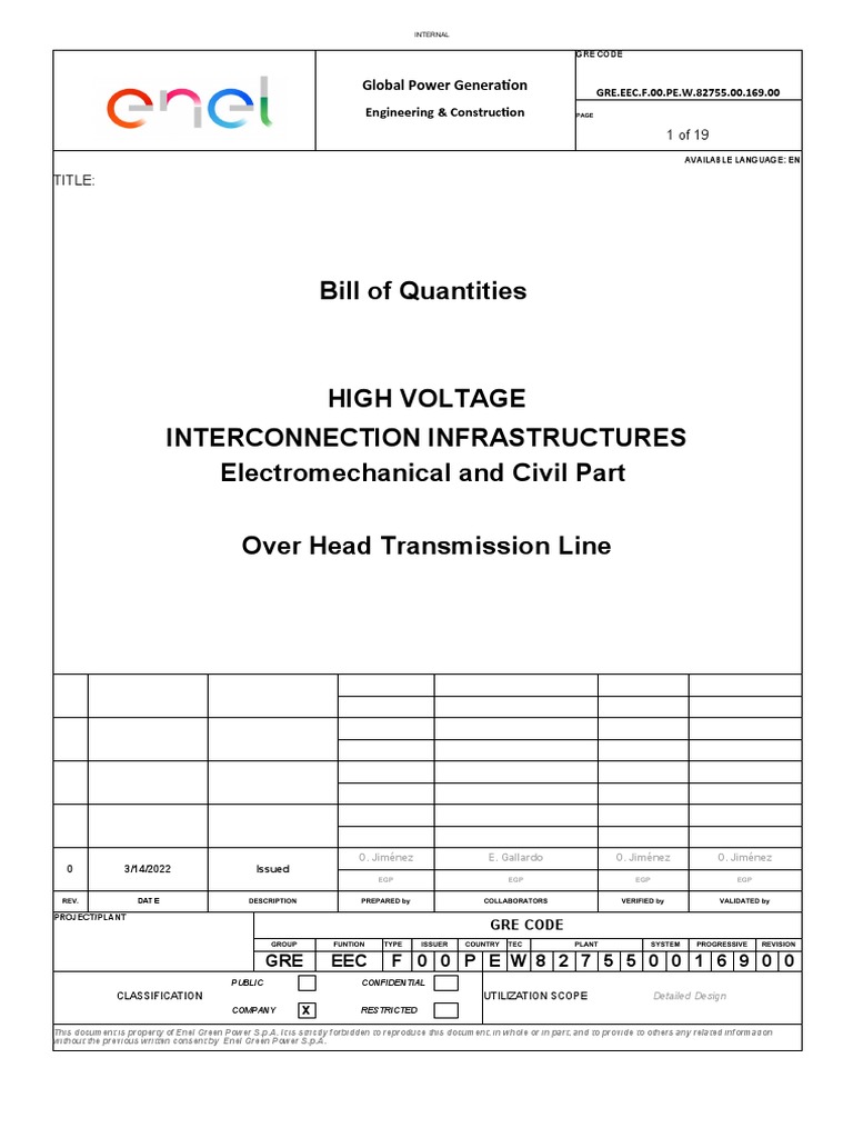 GRE - EEC.F.00.PE.W.82755.00.169.00 BoQ - HV OHL | PDF | Electrical ...