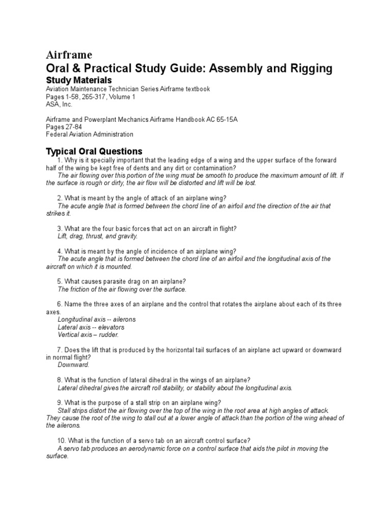 Airframe Oral & Practical Study Guide: Assembly and Rigging | PDF ...