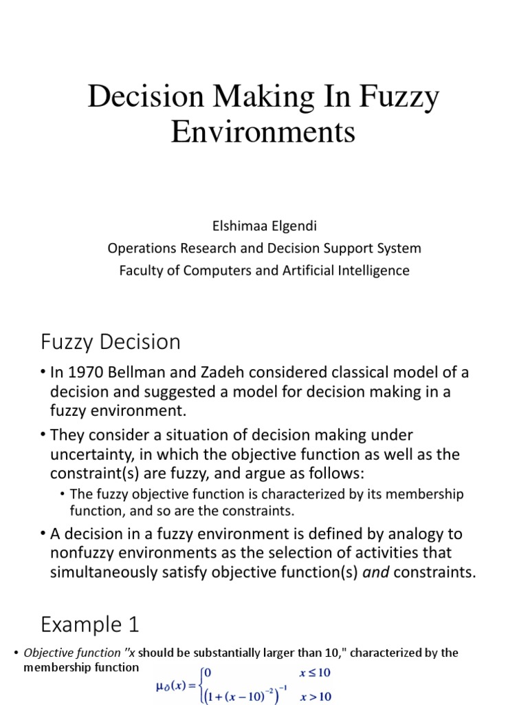 Decision Making in Fuzzy Environments | PDF | Fuzzy Logic | Loss Function