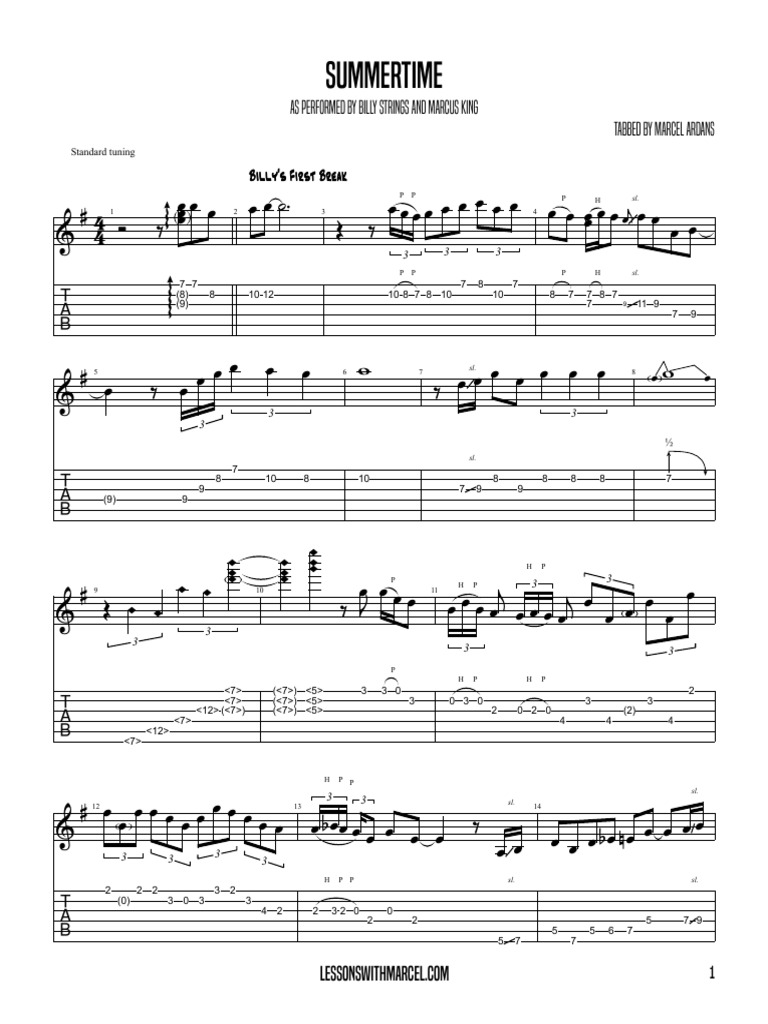 Summertime Tab by Billy Strings & Marcus King | PDF | Pitch (Music ...