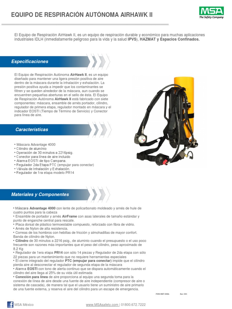 Partes del Equipo AirHawk II MSA | PDF | Bienes manufacturados