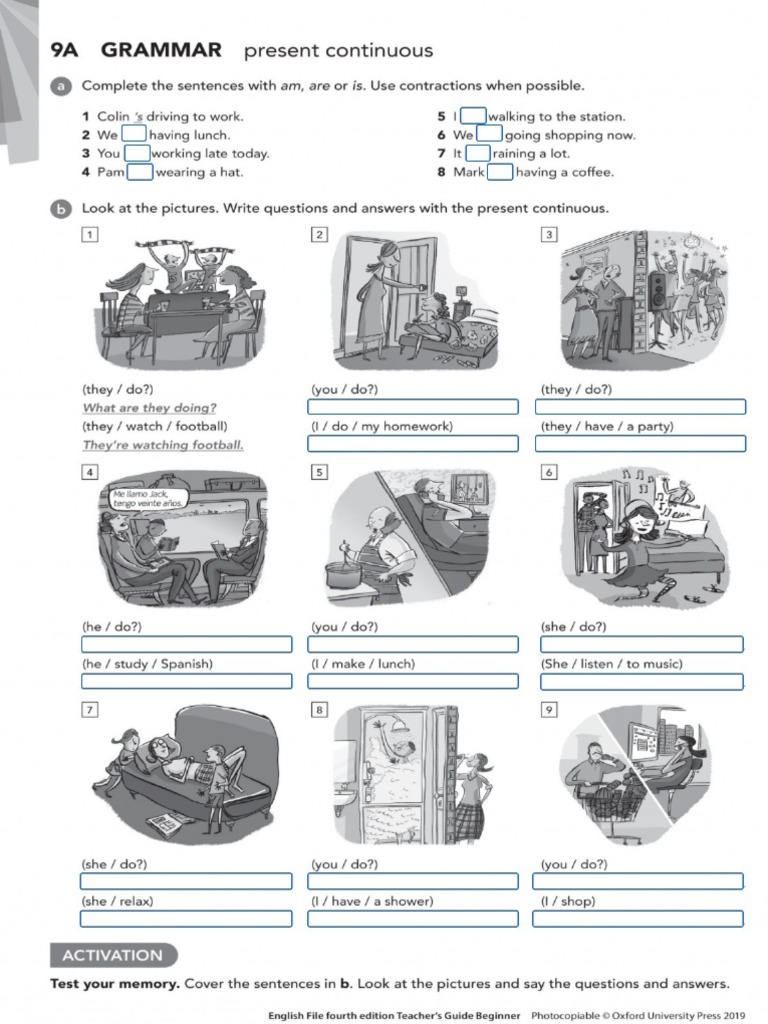 Present Continuous Exercise | PDF
