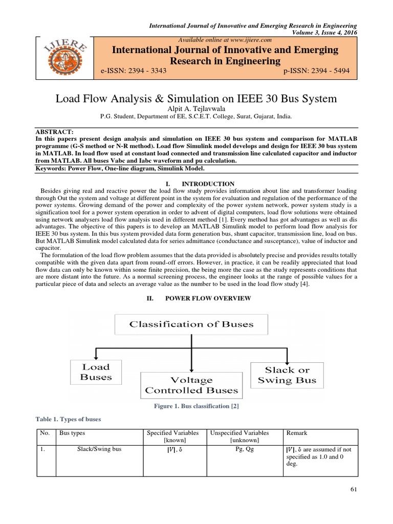 Load Flow Analysis & Simulation On IEEE 30 Bus System | PDF | Physical Quantities | Electric Power