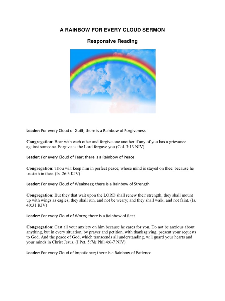 There Is A Rainbow For Every Cloud Responsive Reading | PDF