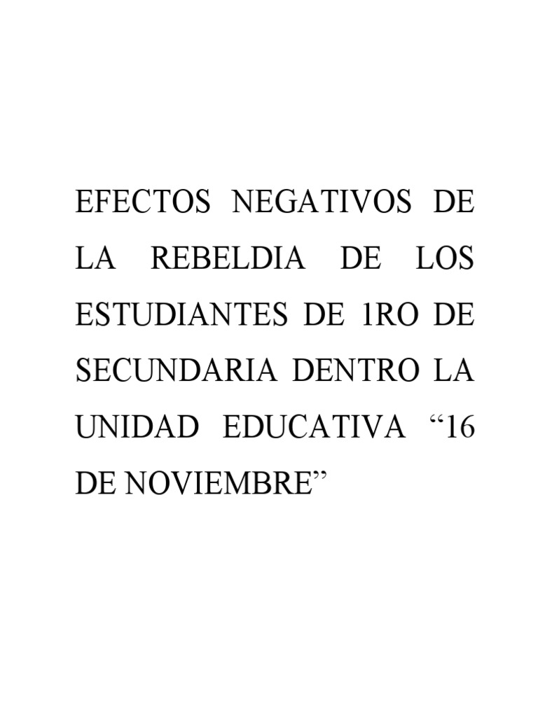 Efectos Negativos de la Rebeldía Escolar | PDF | Adolescencia ...