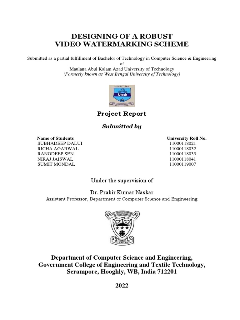 Robust Video Watermarking Design | PDF | Science