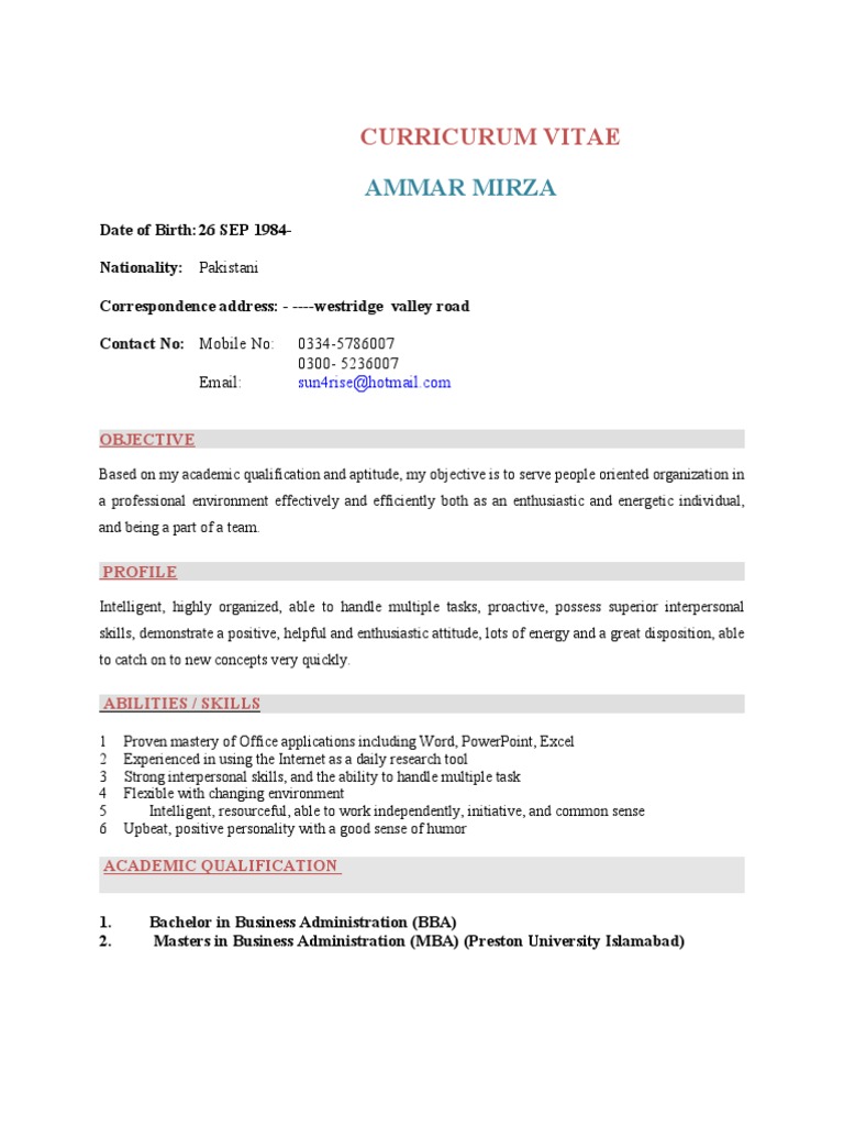Ammar CV | PDF | Career & Growth
