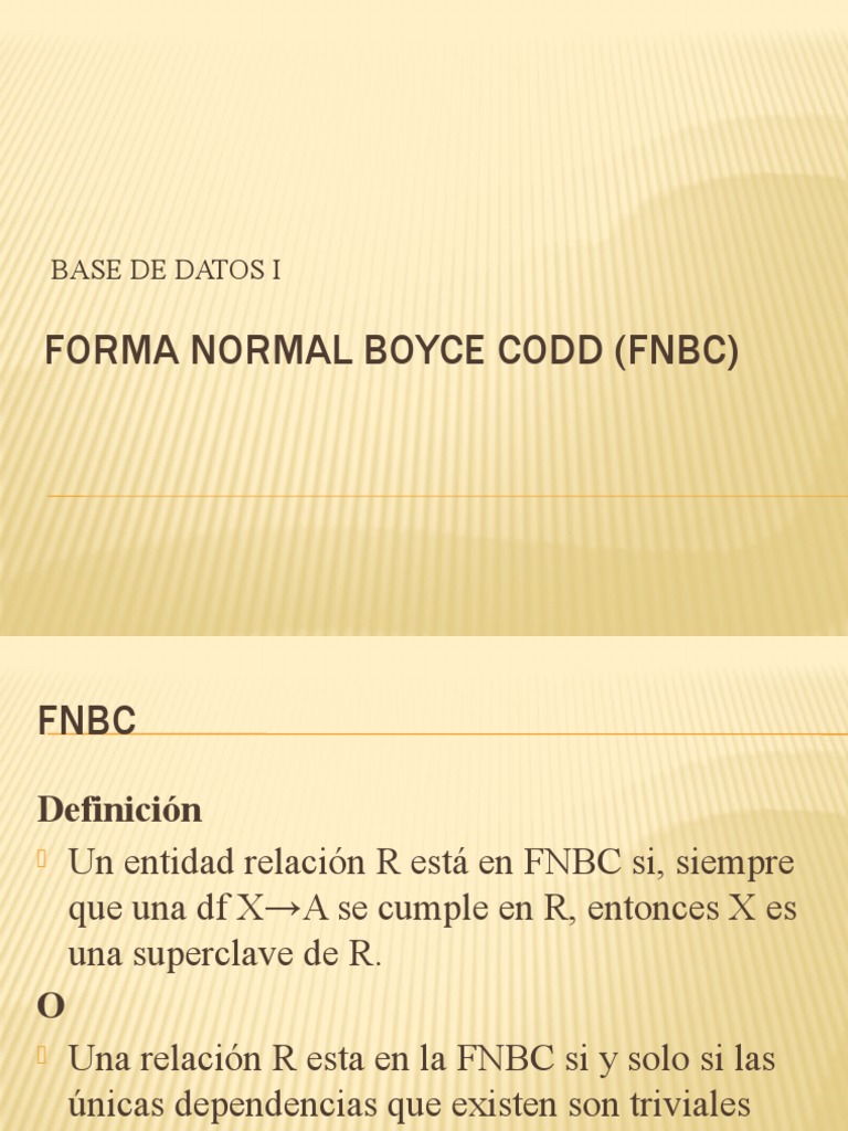 Forma Normal Boyce Codd (FNBC) | PDF | Bases de datos | Programación de ...