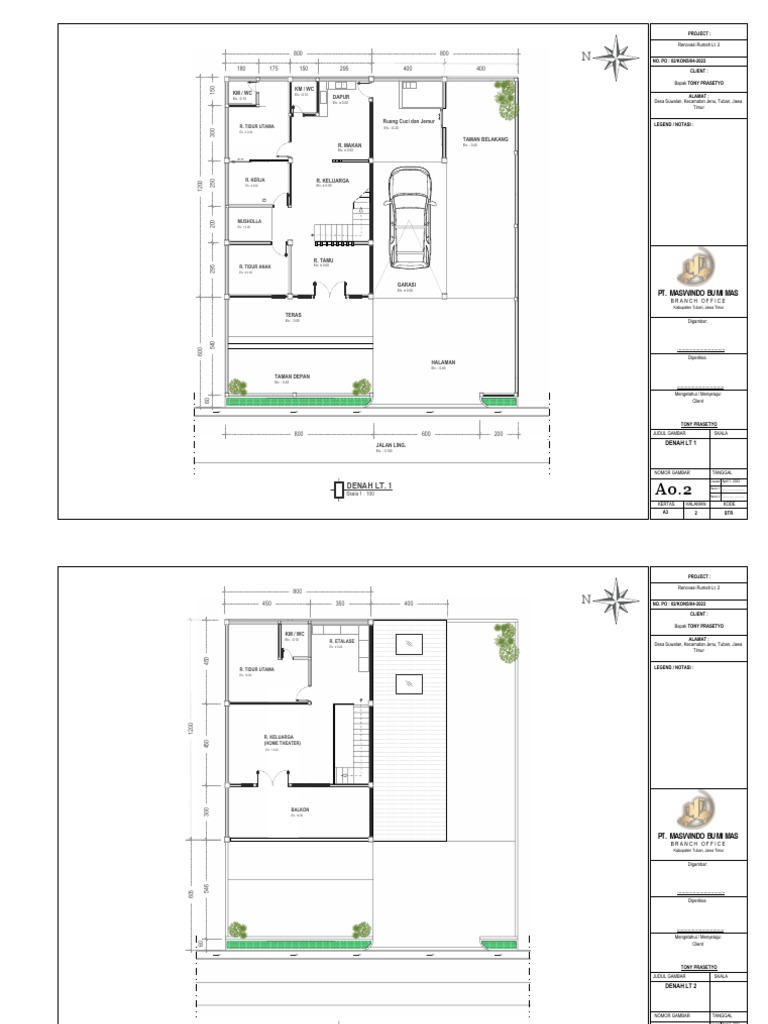 Denah Project Rumah Bapak Tony | PDF
